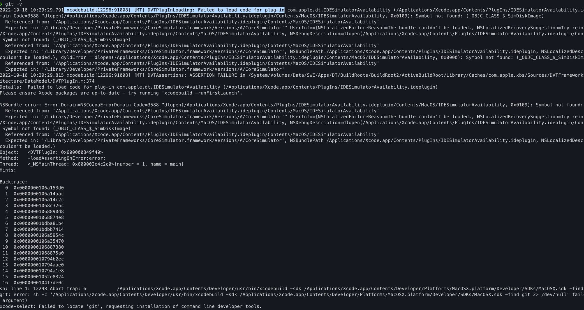 Fixed Xcodebuild Failed To Load Code For Plug In Repeatedly Being Asked To Install Command