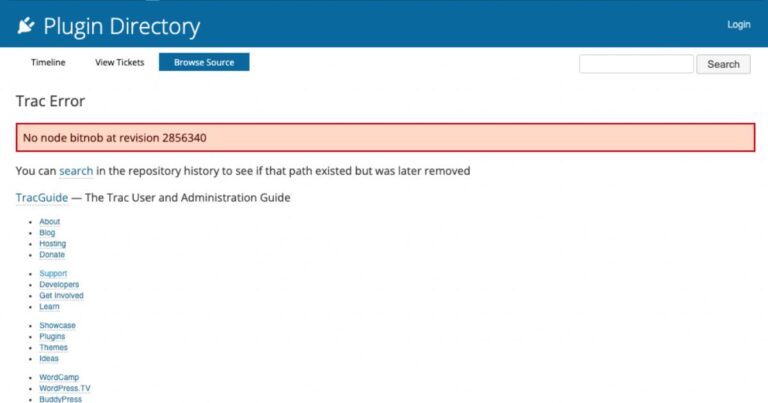Svn Fix Trac Error No Node At Revision Wp Plugin